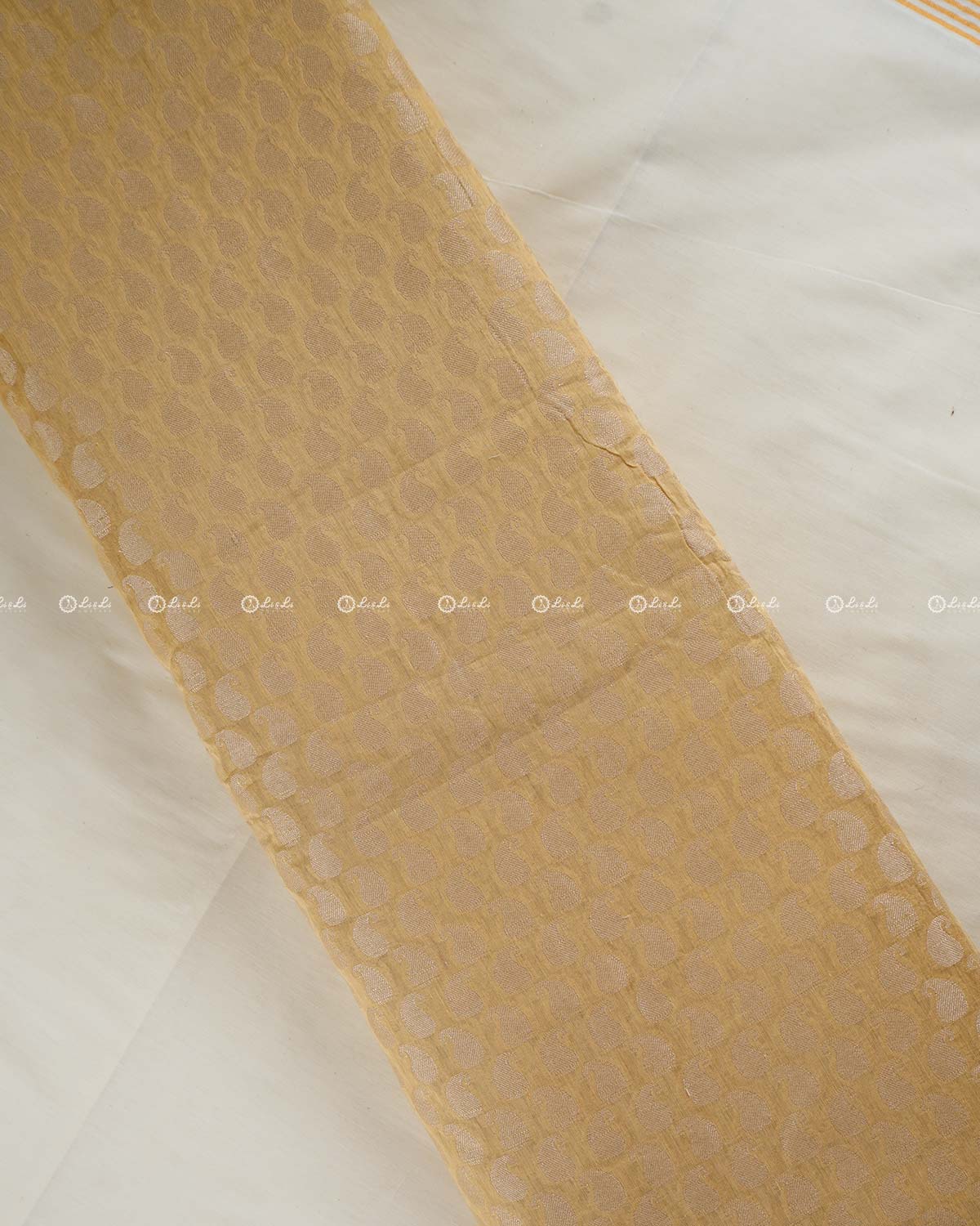 Sandy Chanderi Mango Butta Fabric – www.liandli.in