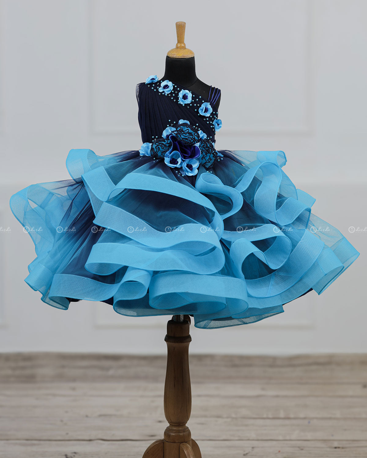 Kids One Shoulder Blue Gown Online | Premium Quality Kids Wear Online ...