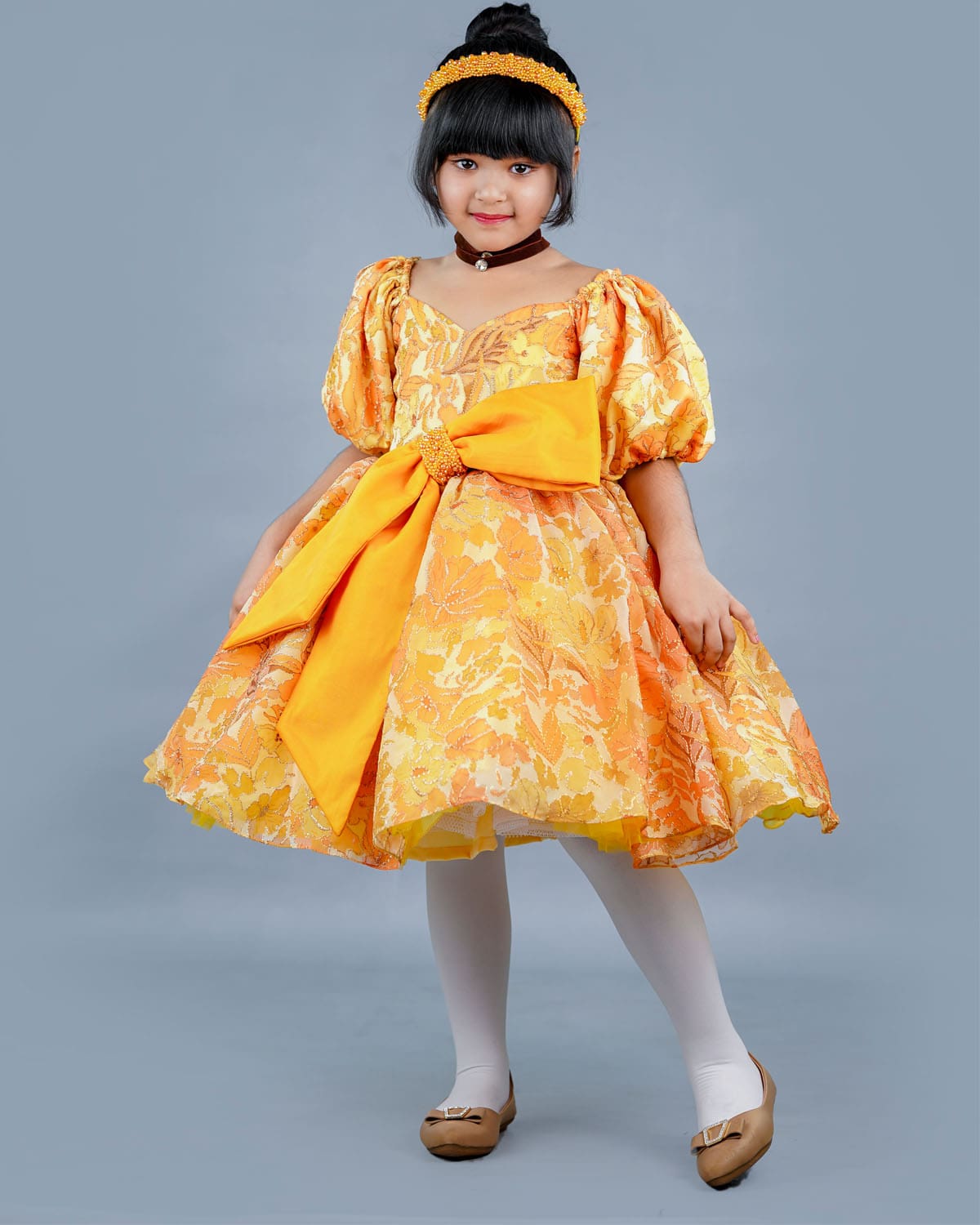 Kids Mustard yellow Printed Frock Online | Buy Designer Party Wear ...