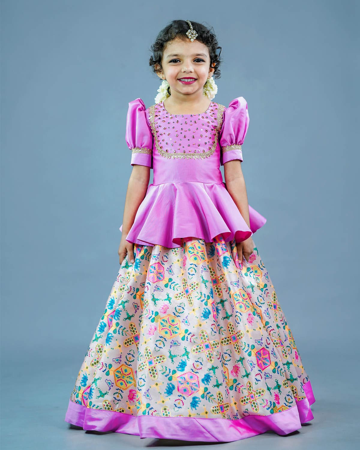 Kids Peplum Top and Zari Embroidery Skirt Online | Kids Ethnic Wear ...