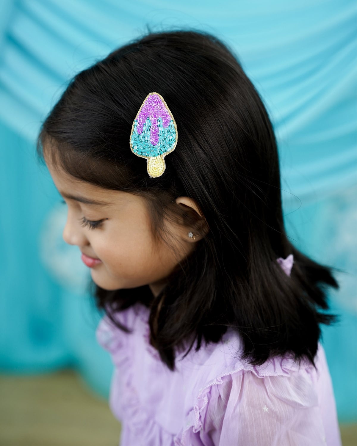 Lavender & blue pop sickle - Handcrafted hair clip – www.liandli.in