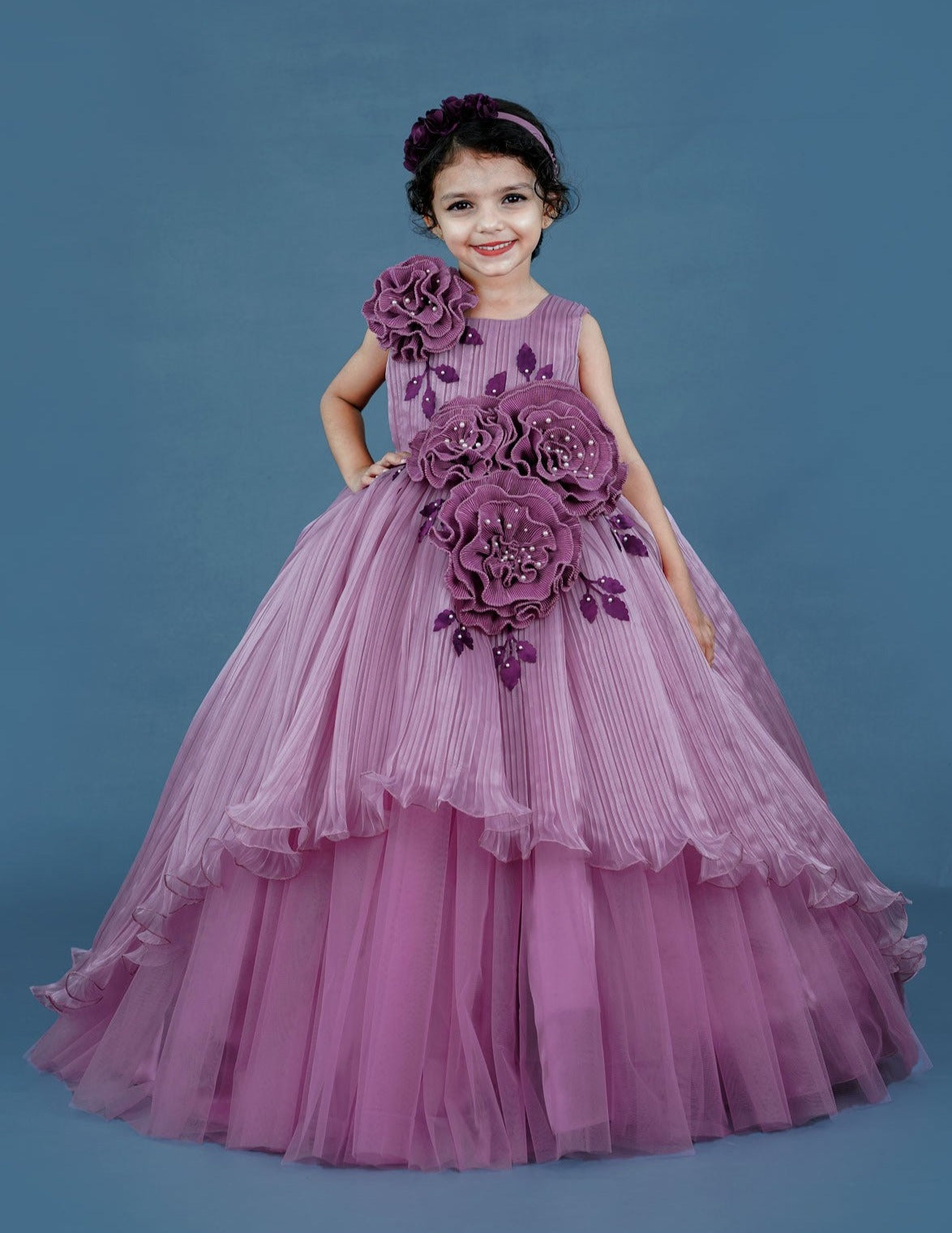 Buy Blue and Green Combo Organza Gown for Kids Online | Girls Party ...