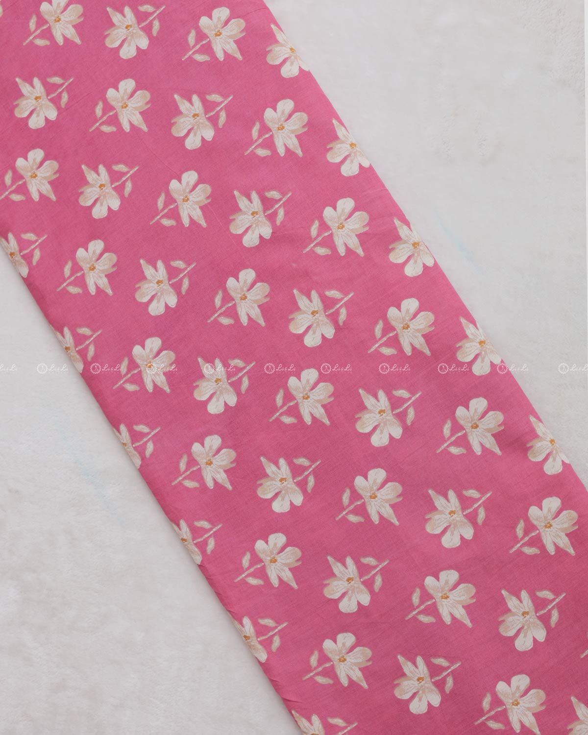 Floral Printed Pink Cotton Fabric – www.liandli.in