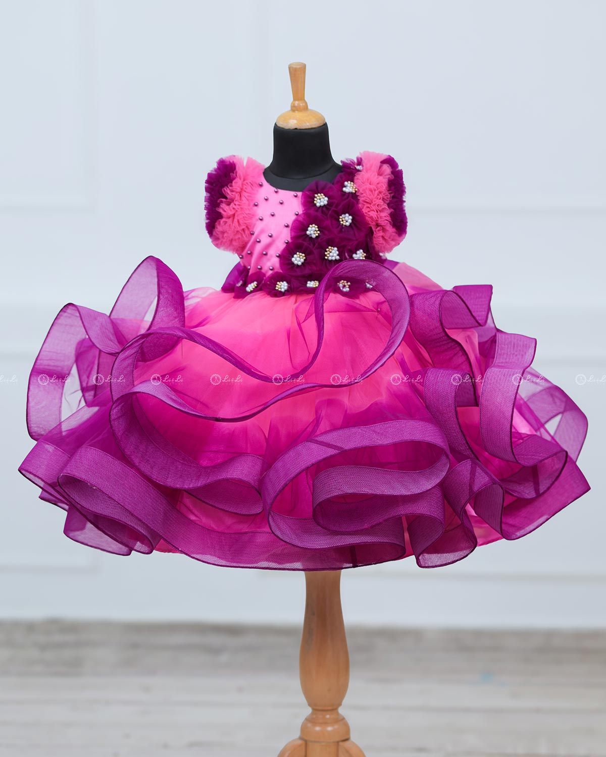 Buy Deep Rani Pink And Coral Color Gradient Swirled Gown – www.liandli.in