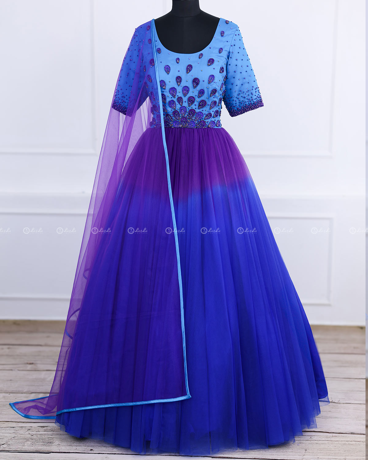 Buy Multi Color Gown With Heavy Beaded Pink Yoke Online | Gowns – www ...