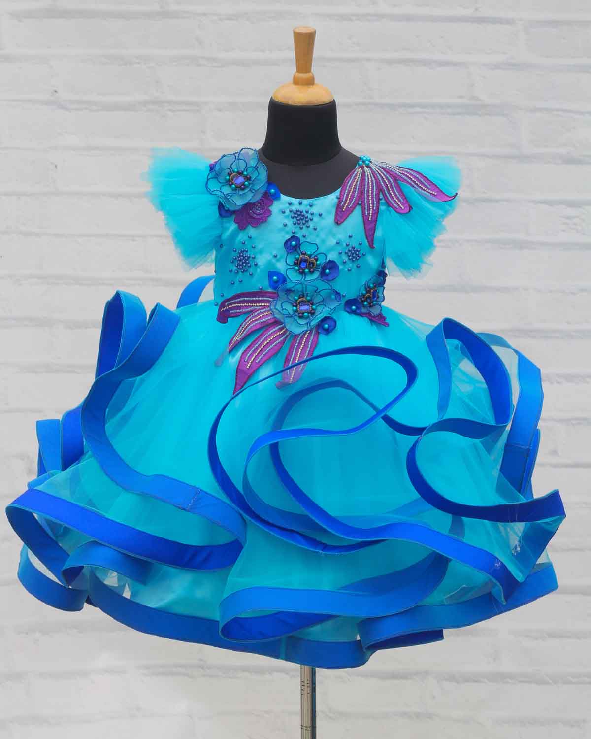 Blue Kid’s Gown Online | Handcrafted Kid’s Gowns Online | Kids Party ...