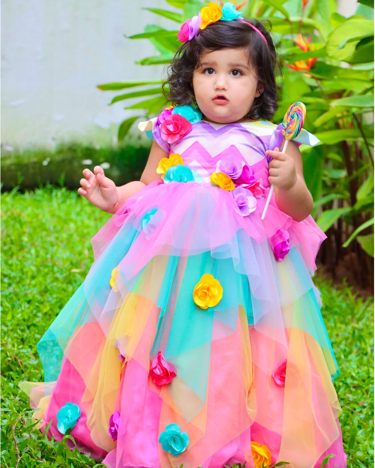Buy Candy Shade Zig-Zag Flower Frock Online |Flower Frocks – www.liandli.in