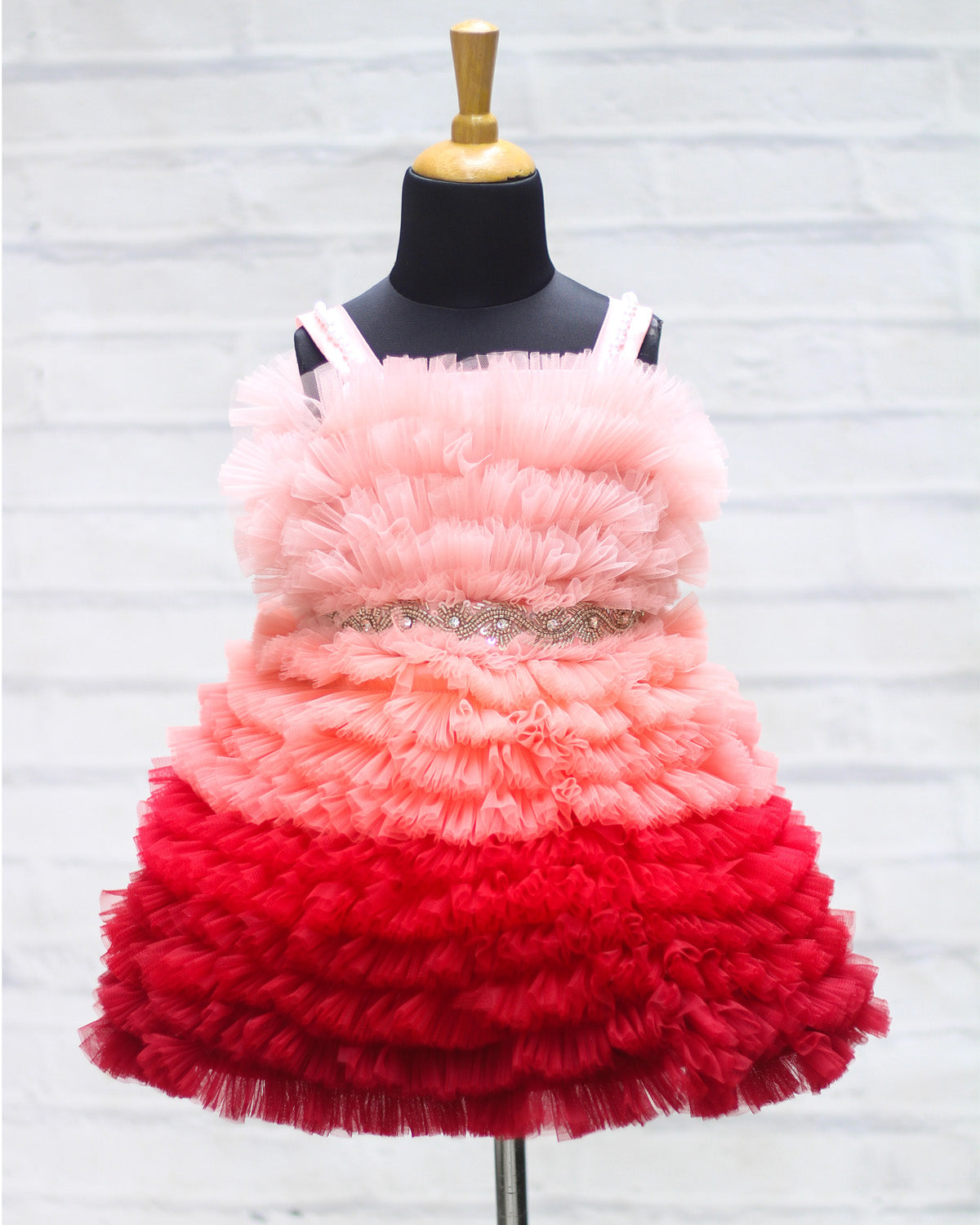Shop Red Frill Frock Online For Kids | Best Kids Designer Wear – www ...