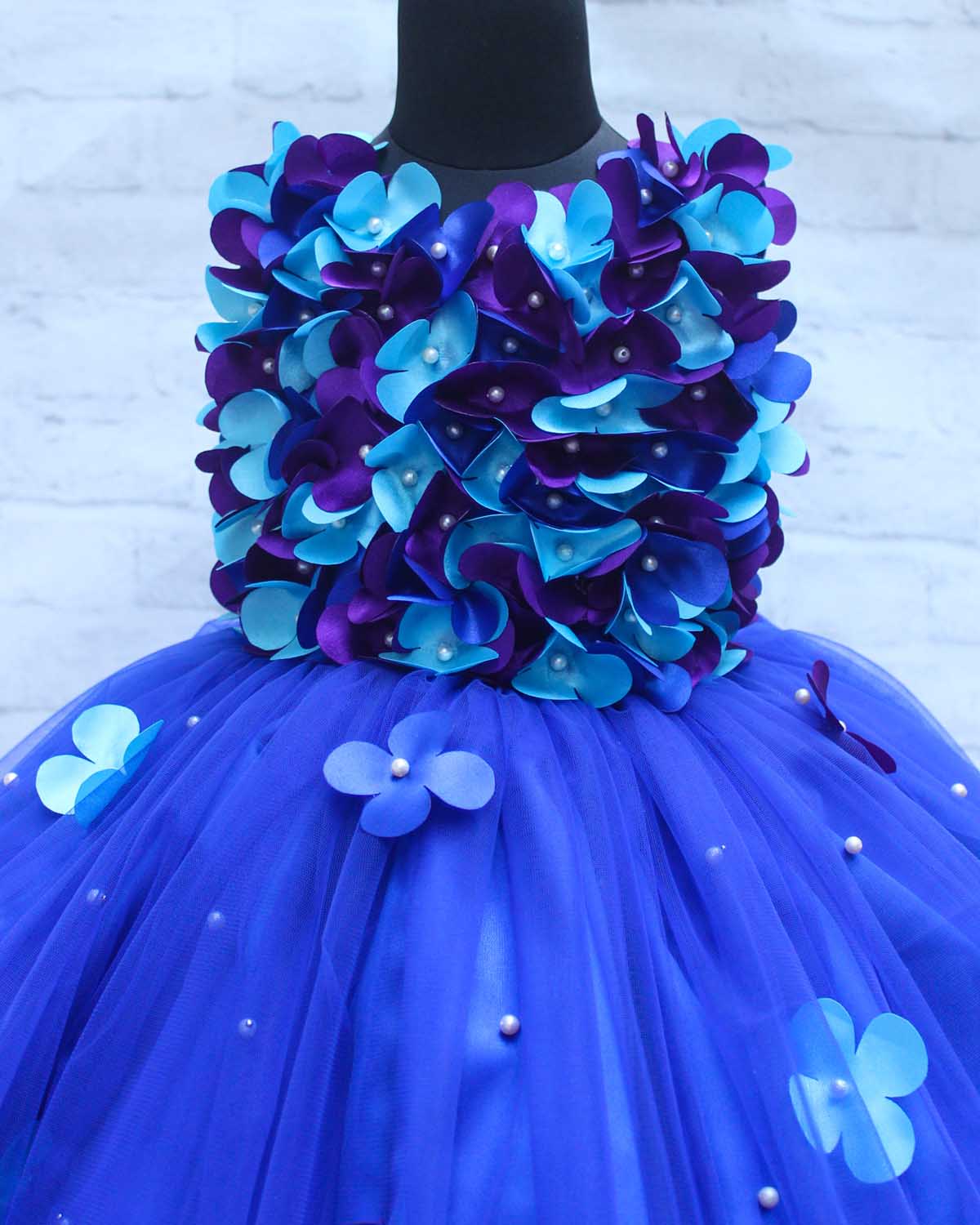 Peacock Shade Flower Petal Frock | Flower Frock – www.liandli.in