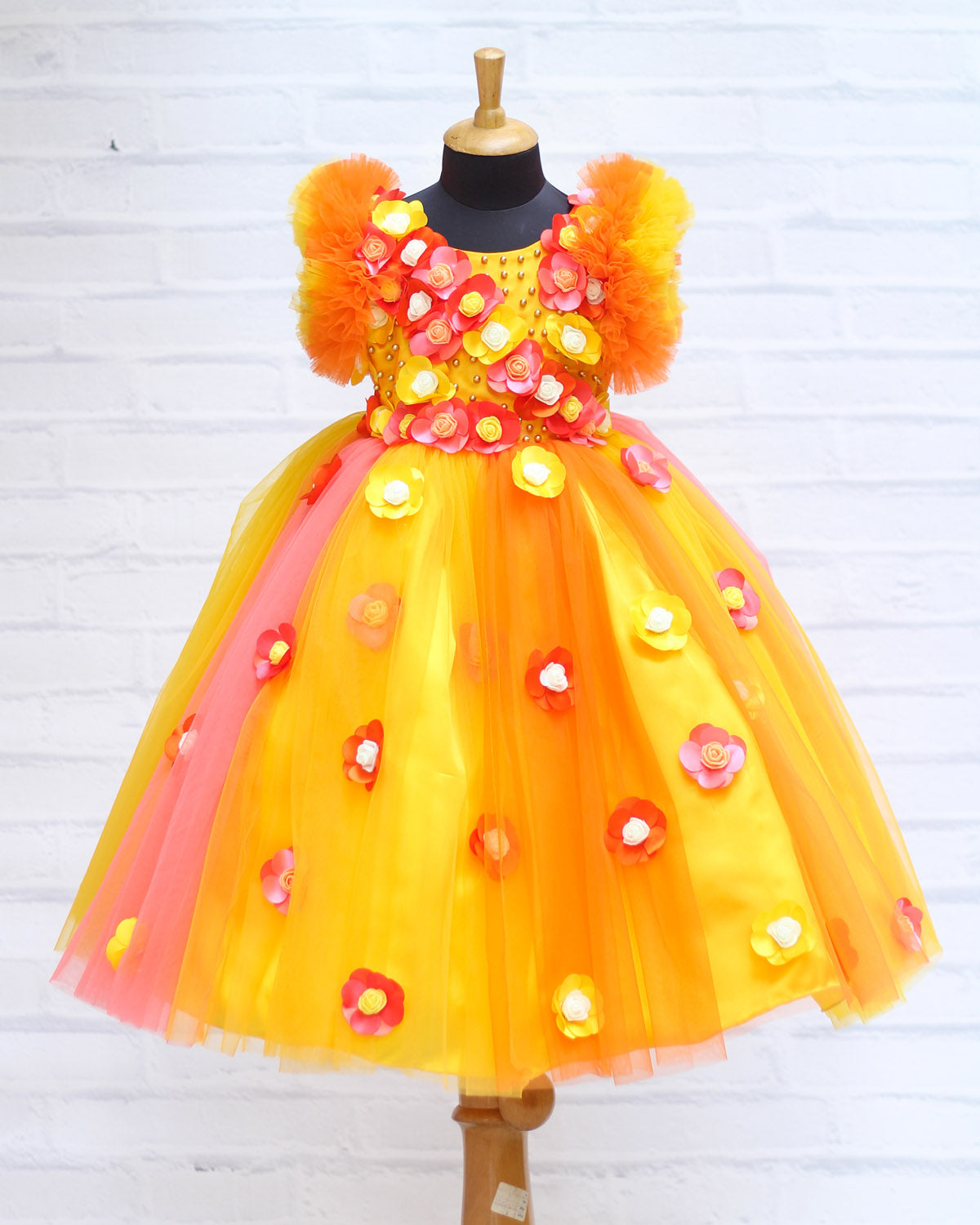 Shop Orange And Yellow Multi Flower Frock Online | Flower Frocks – www ...